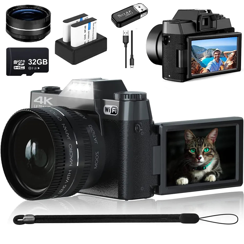 48MP Digital Photography Camera 4K WIFI Web, Camcorder, Vintage, Vlog ...